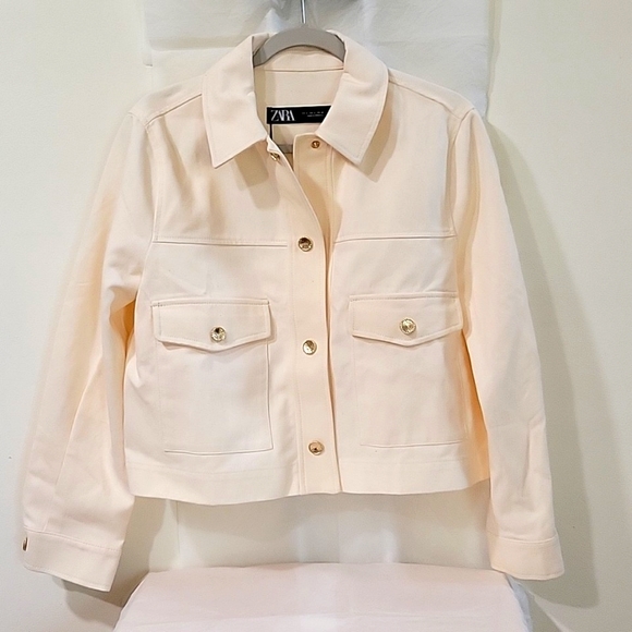 Zara | Jackets & Coats | Zara Gold Button Cotton Jacket | Poshmark